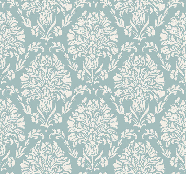 Turquoise Damask Wallpaper
